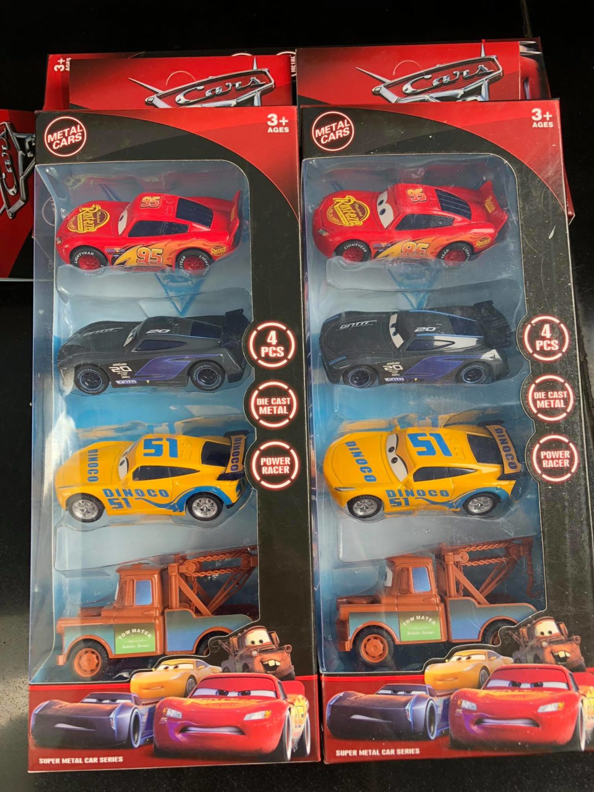 Bộ đồ chơi 4 xe Cars McQueen bằng kim loại metal chạy trớn ...